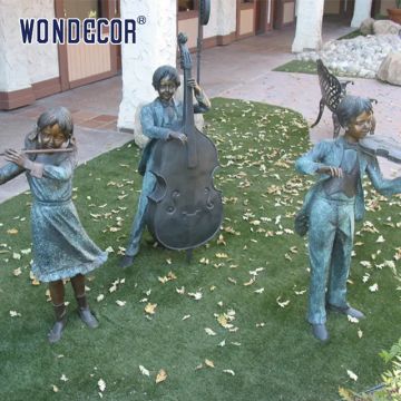 Quality Custom Life Size Bronze statues of partners playing instruments together for sale