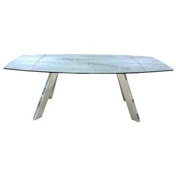 Quality 2.1 Meter Stainless HPL Dining Table , Modern Horsebelly Extension Dining Table for sale