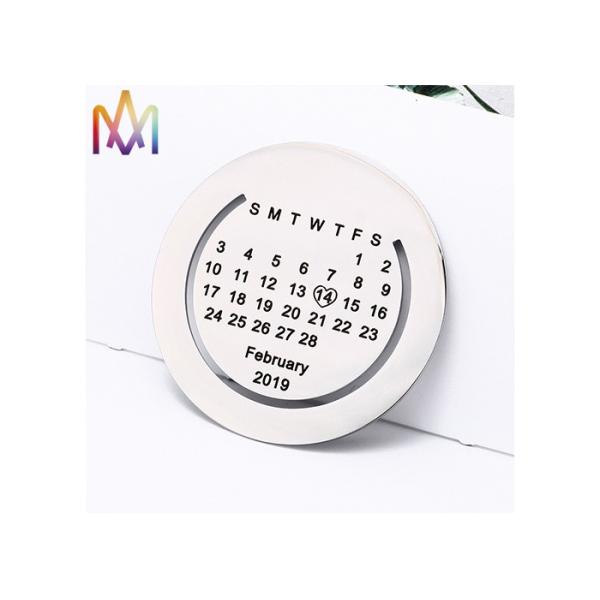 Quality 45mm Calendar Name Bookmarks Engraved Charm Tags for sale
