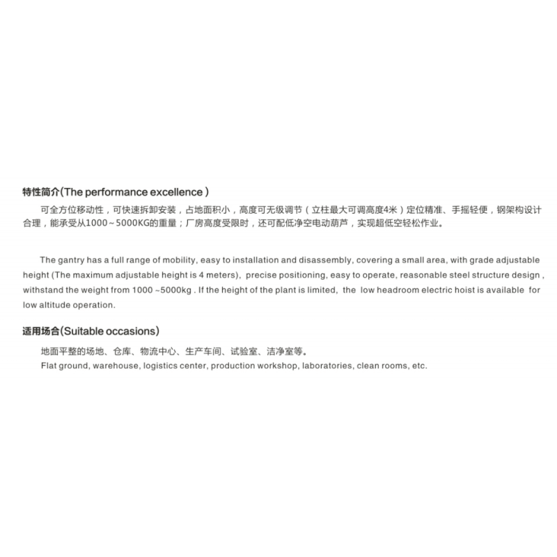 Gantry crane structural details and manual control interface
