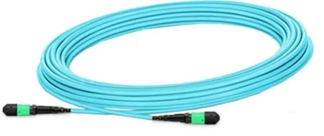 Aqua LSZH Fiber Optic Cable Assembly MPO12 APC to MPO12 APC, 5m