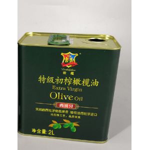 Quality Rectangular Cooking Oil Tin Can Container 2L With Spout Cap for sale