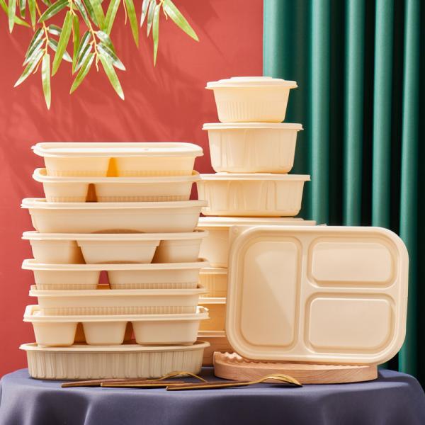 Quality 10 Inch 3 Compartments Cornstarch Tableware Bento Biodegradable Cornstarch Food Containers for sale
