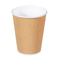Quality Coffee Paper Cups 12OZ Double Wall Disposable Customized Printed Ripple Kraft for sale