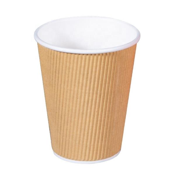 Quality 10oz Custom Order PLA Ripple Wall Paper Cup for Takeaway Drinks for sale