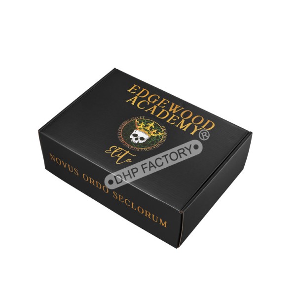 Quality Elegant Black Custom Cardboard Shipping Boxes With Gold Foil Logo for sale