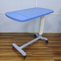 Quality ABS Panel Medical Overbed Table Gas Spring Lift Mobile Hospital Bed Table for sale