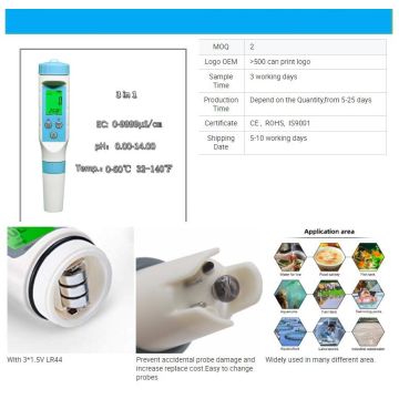 Quality Smart Bluetooth PH Meter EC Water Quality Tester 5 Point Automatic Calibration for sale