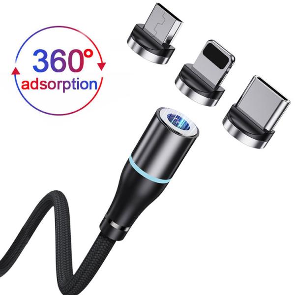 Quality Nylon Braided 5A Magnetic 3 In 1 USB Charging Cable 45g for sale