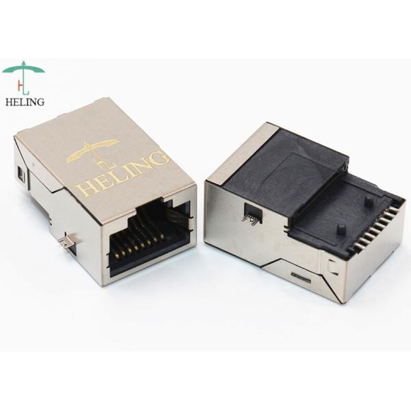 Quality 100 Base T Integrated Magnetics RJ45 Brass Shielded Right Angle Side Entry for sale