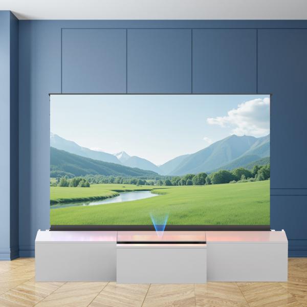 Quality UST Projector Laser TV Cabinet White Smart TV Cabinet Luxury Motorized TV Cabinet for sale