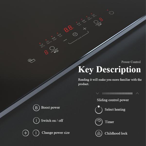 Quality Temperature Control 3 Zone Built In Ceramic Hob Cooktop Frameless for sale