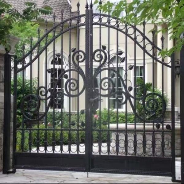 Quality Entrance Front Residential Rod Iron Driveway Gates Single Doors Welded for sale