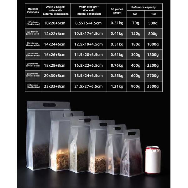 Quality Transparent Ziplock Bag Flat Bottom Clear Plastic Bags with Handle Food for sale