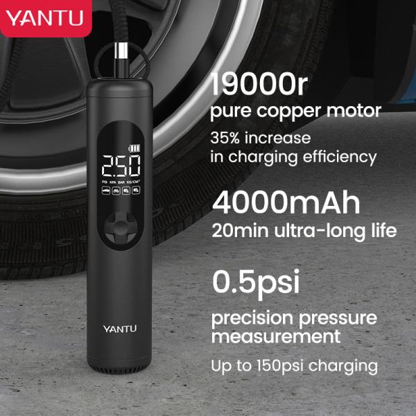 Quality YANTU A23 Portable Wireless Rechargeable Tire Inflator Emergency Light and Noise for sale