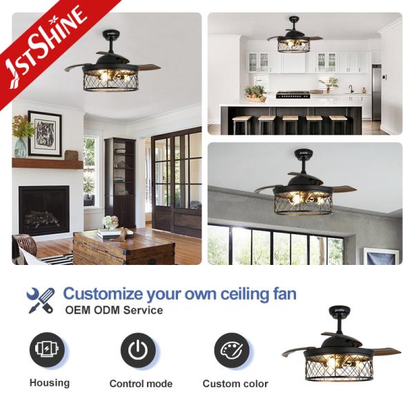 Quality 42 Inches Farmhouse Bedroom Invisible Ceiling Fan With Lights And Remote Control for sale