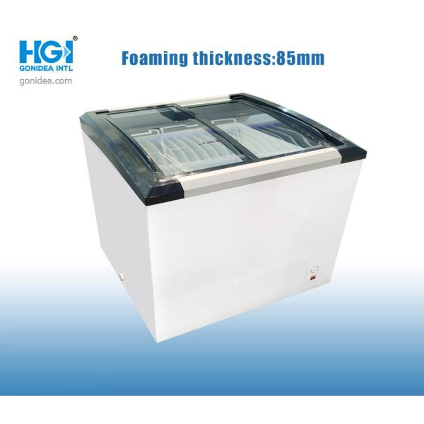 Quality Commercial Curved Glass Ice Cream Chest Freezer Showcase 168 Liter for sale