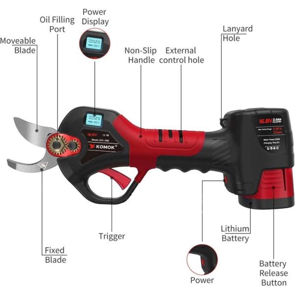 Quality LED Display Garden Cordless Pruning Shears 16.8V With 2 Rechargeable Batteries for sale