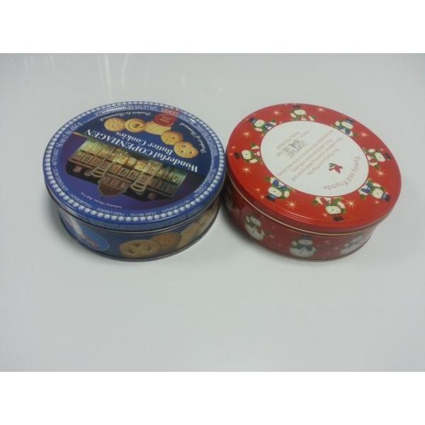Quality Cylinder Cookie Tin Container Vintage Tin Canisters Holiday Christmas Tin Boxes for sale