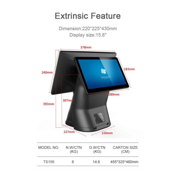 Quality User-Friendly Retail POS System with 15.6" Dual Touch Screen and Capactive Touch for sale