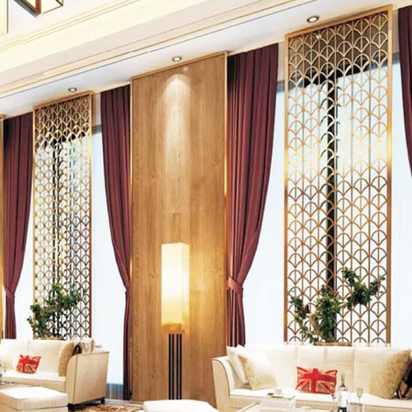 Quality Interior Decor Gold Room Divider Screen Laser Cut Privacy Panels for sale