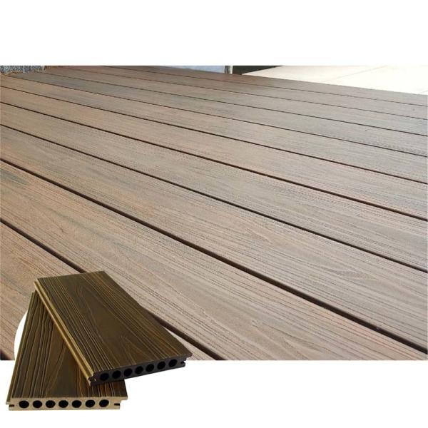Quality Teak Yard Wood Plastic Capped Composite Deck 157*22mm No Crack Decking for sale