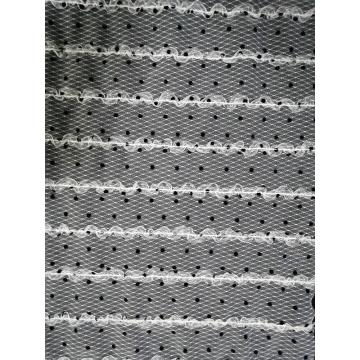 Quality 100 Yards Tulle Lace Flocked Embroidery Mesh Fabric for sale