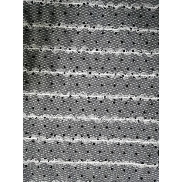 Quality 100 Yards Tulle Lace Flocked Embroidery Mesh Fabric for sale