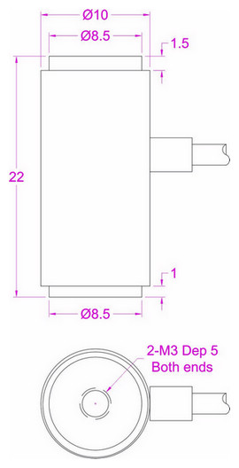 10MM DIAMETER TENSION LOAD CELL WITH M3 THREAD