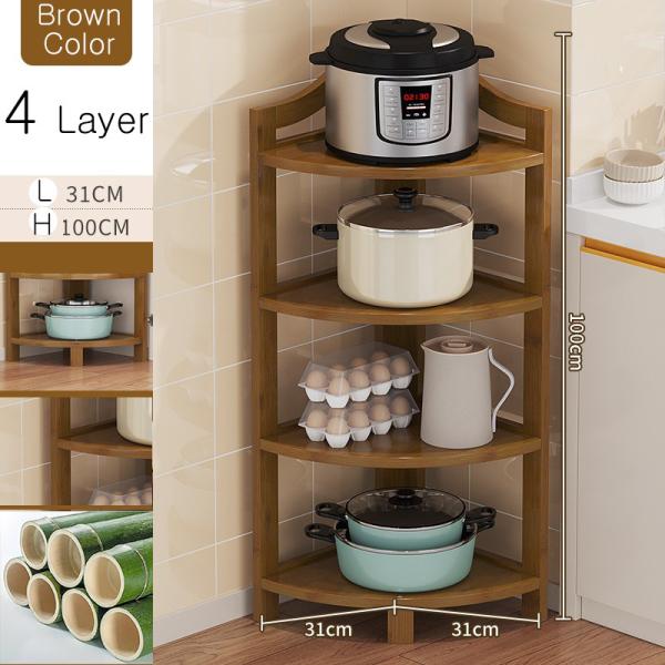 Quality Mail Packing Y Bamboo Corner Shelf Storage Rack Free Standing Kitchen Multi for sale