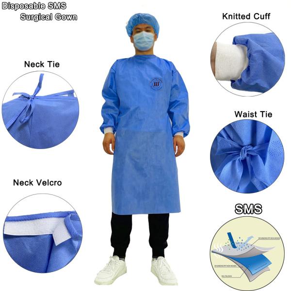 Quality Ultrasonic Seam SMS Surgical Gown for sale