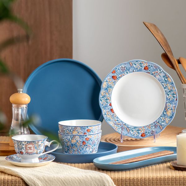 Quality 6-Person Bohemian Tableware Set With Ceramic Dinner Plates Bowls And Charger Plates for sale
