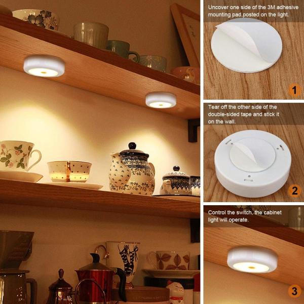 Quality 4.5VDC Battery Powered Led Wardrobe Lights 0.5W Remote Controlled Puck Lights for sale