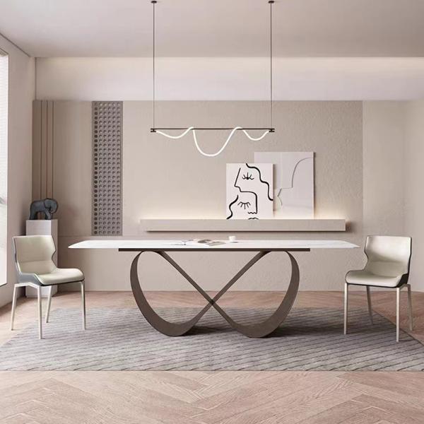 Quality Wings Ceramic Stainless Steel Marble Dining Table Modern 8 People for sale