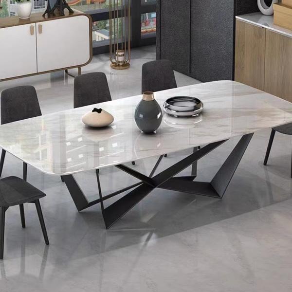 Quality Modern Design Stainless Steel Industrial Style Wooden Dining Table for sale
