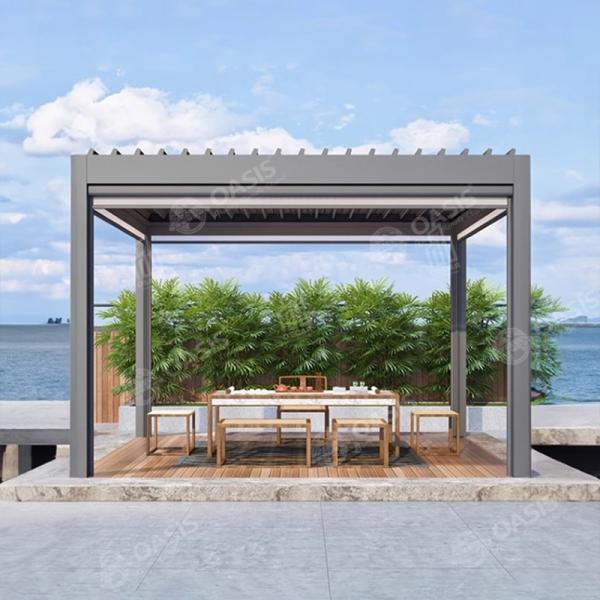 Quality Modern Hand Crank Light Duty Aluminium Pergola , Powder Coated Lightweight Gazebo for sale