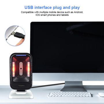 Quality Desktop Omnidirectional Barcode Scanner 2D Hands Free USB Wired Automatic Image for sale