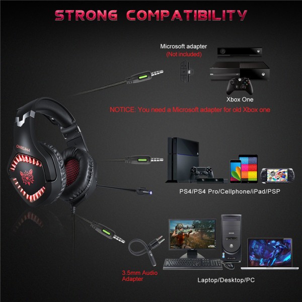 Quality LED Light 2.2m 2.2kohm 100mA PC 3.5 mm Gaming Headset for sale