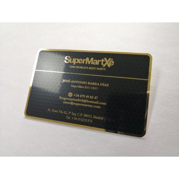 Quality Glossy Etching Stainless Steel 0.3mm Metal Business Cards for sale