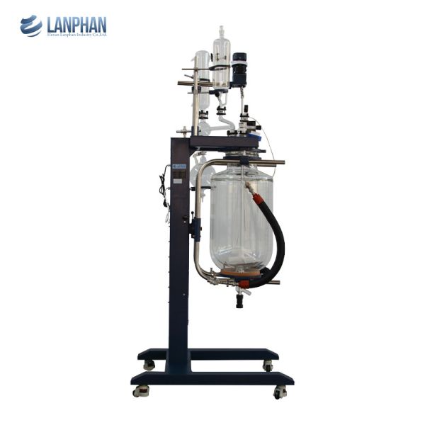 Quality 20L Dual Jacket Lab Glass Reactor Distillation Pharmaceutical Kettle Corrosion Resistant for sale