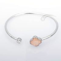 Quality Female Clover Shape Of Real Meteorite Bracelet 925 Sterling Silver Bangles for sale