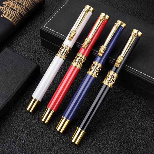 Quality Chinese Style Metal Business Stationery Set Hollow Out Dragon Head Roller Ball Pen for sale