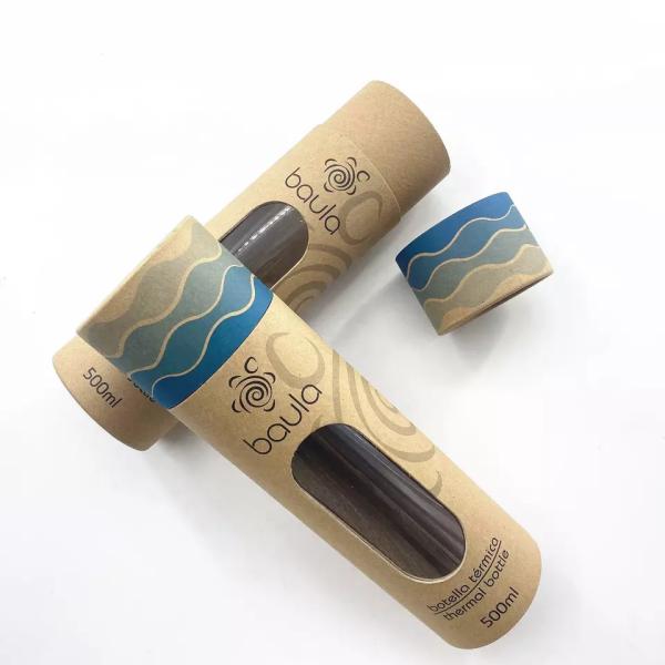 Quality Printed Kraft Paper Tube with Window for Wine Bottle Cup Packaging for sale