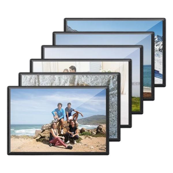 Quality Black Magnetic Picture Frame Rectangle/Square Refrigerator 10 Picture Capacity for sale
