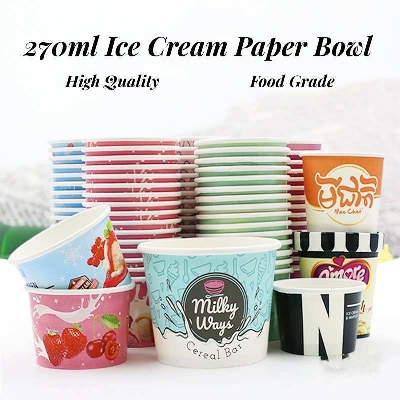 Flexo Printing Paper Bowl Custom Safe Quality Paper Wall Ice Cream