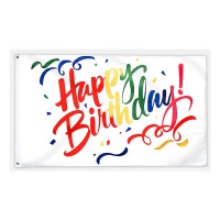 Quality OEM Polyester 3x5 Happy Birthday Flag For Indoor Outdoor Party for sale