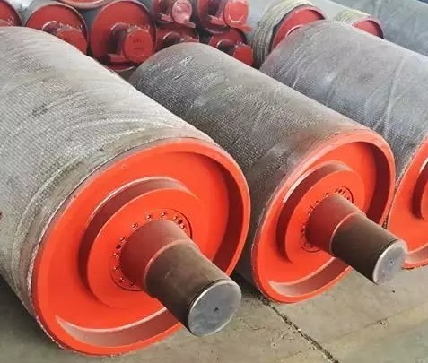 Quality Heavy Duty SBR Rubber Lagging Conveyor Head Pulley for sale