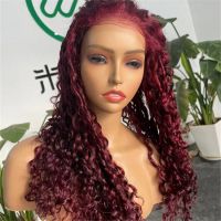 Quality Pixie Curl 5x5 Lace Closure Wig Pre Plucked Human Hair Burgundy Color for sale