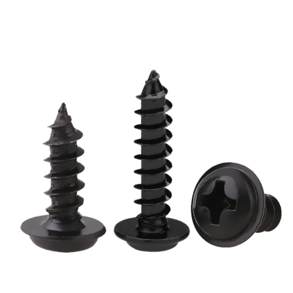 Quality PWA black round head gasket self tapping cross screw pan head self tapping ribbon meson screw M3/M4/M5 for sale
