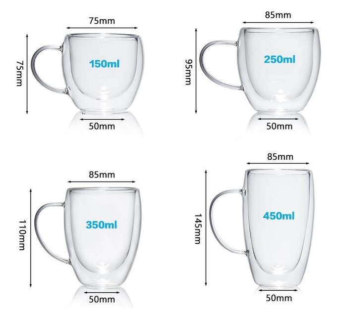 ODM Double Wall Glass Insulated Coffee Glasses 6oz 8oz 10oz 12oz 1